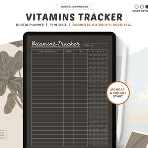 Supplement Tracker, Digital Health Planner Insert, Goodnotes Template ...
