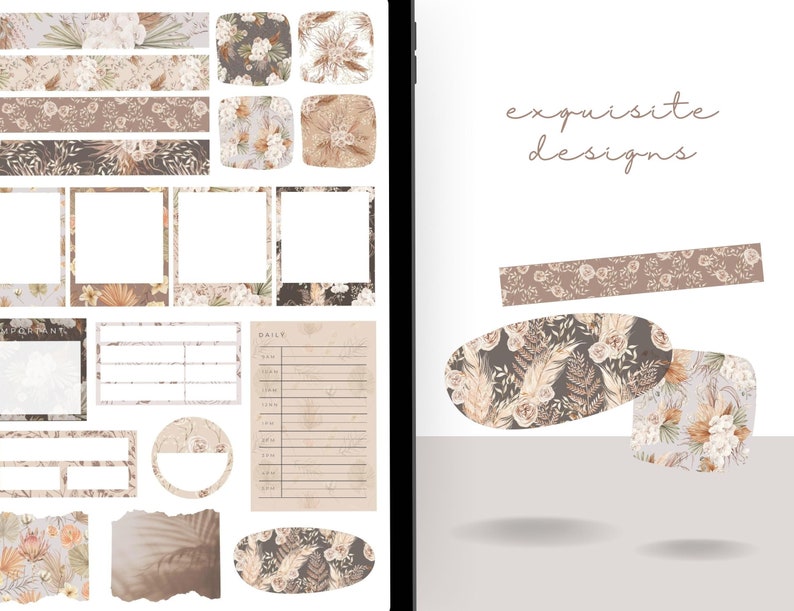 Boho Goodnotes Digital Stickers in Neutral Color Soft - Etsy
