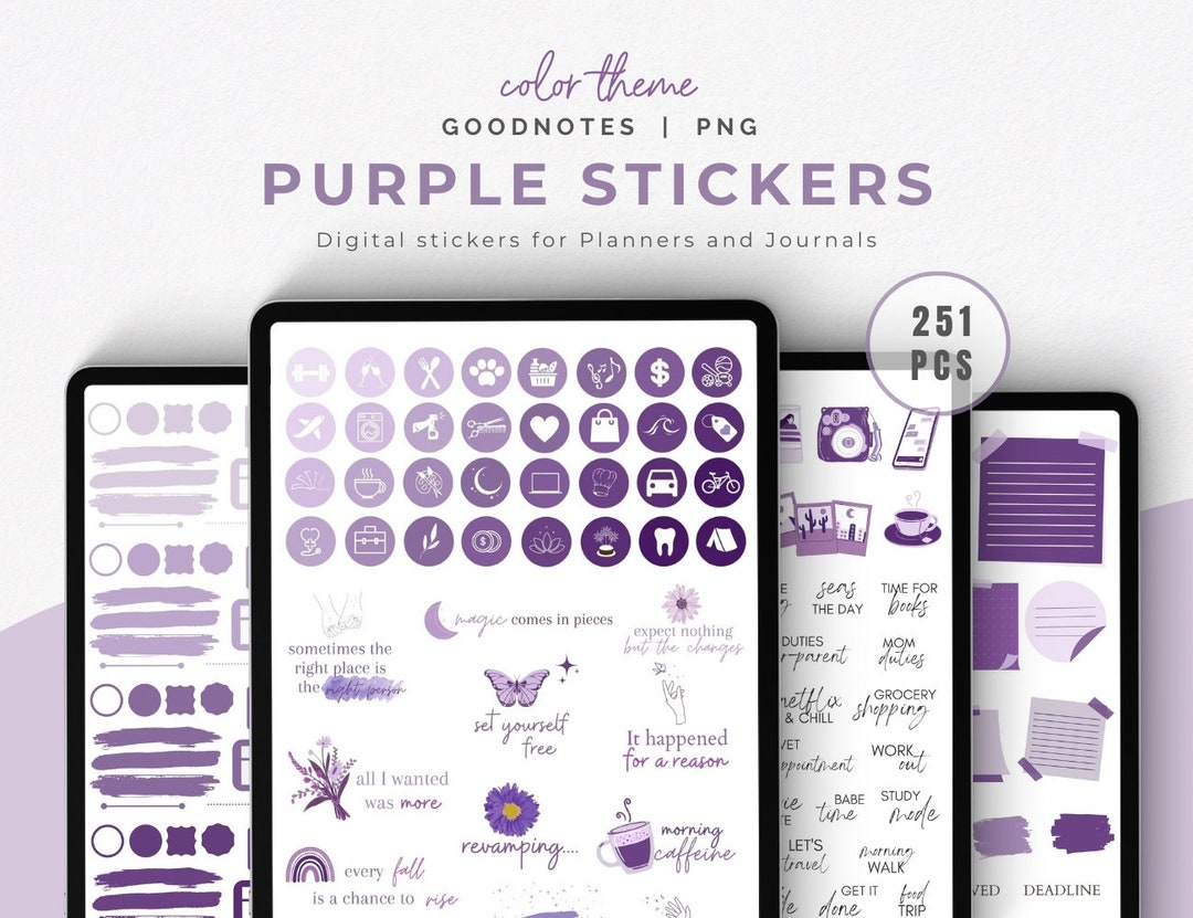 PURPLE Goodnotes Digital Stickers, Digital Planner Stickers, Pre ...