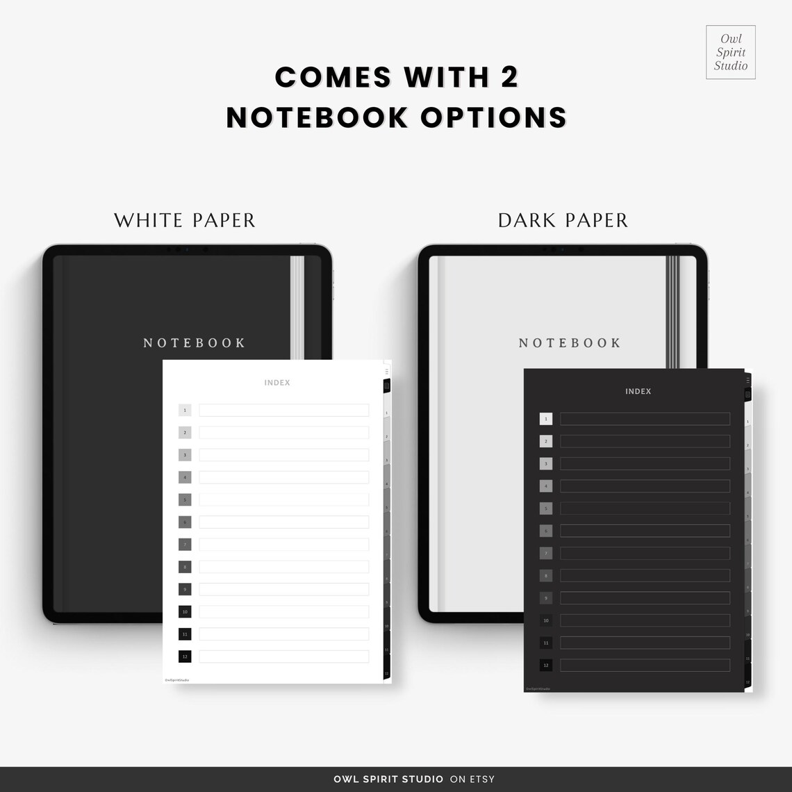 Dark & Light Digital Notebook, Goodnotes Notebook, Minimalist Digital ...