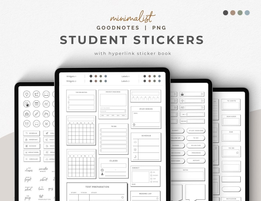 Minimalist Student Essential Digital Stickers for Digital Planners ...