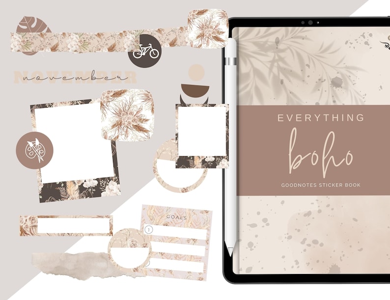 Boho Goodnotes Digital Stickers in Neutral Color Soft - Etsy
