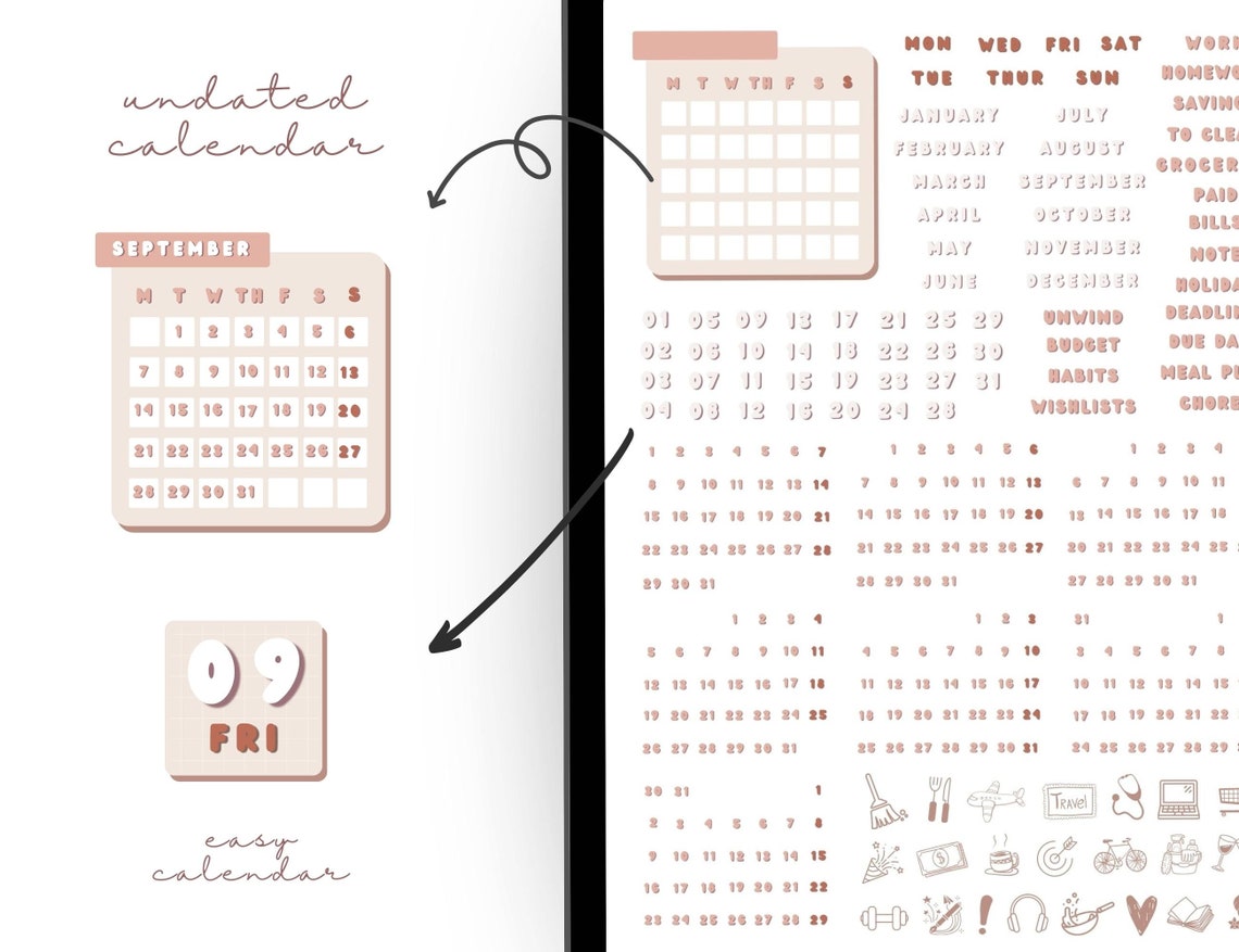 Daily Widget Digital Stickers for Goodnotes Everyday - Etsy