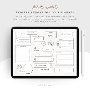 Minimalist Student Essential Digital Stickers for Digital Planners ...
