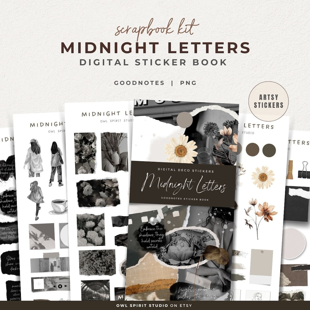 Dark Aesthetic Digital Scrapbook Stickers, Dark Academia Digital ...