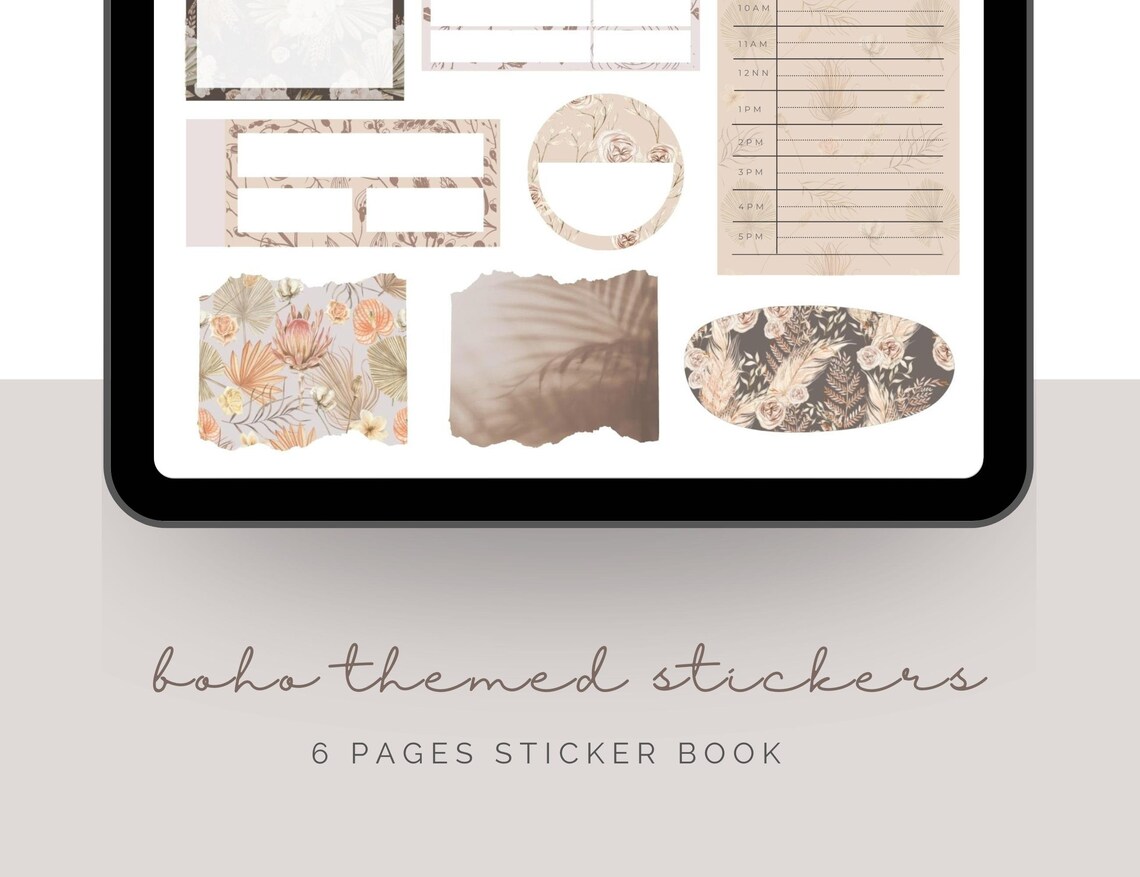 Boho Goodnotes Digital Stickers in Neutral Color Soft - Etsy