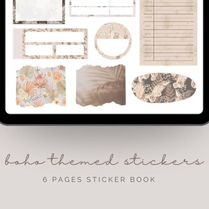 Boho Goodnotes Digital Stickers in Neutral Color, Soft Bohemian Florals ...