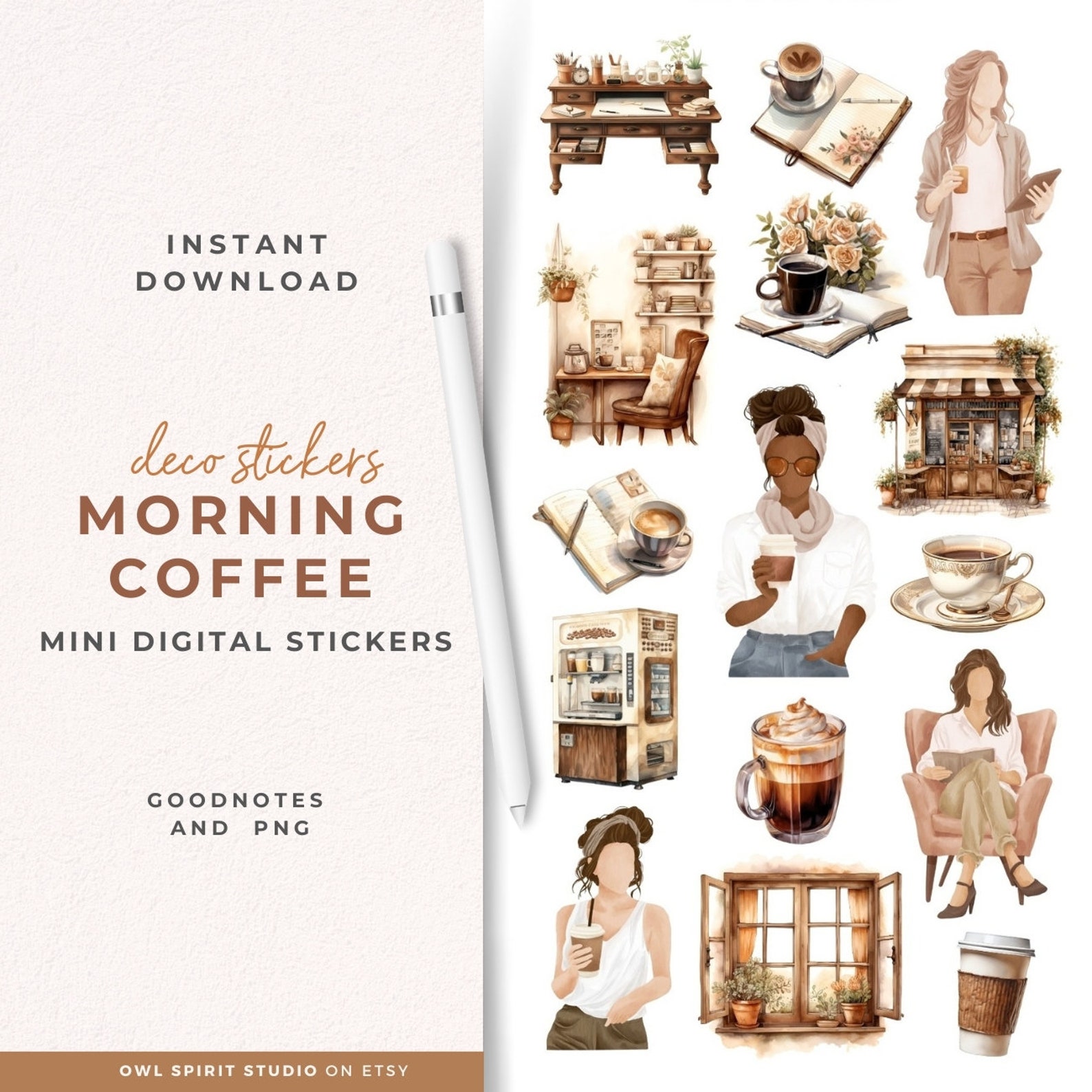Coffee Digital Stickers for Digital Planner, Coffee Digital Planner ...