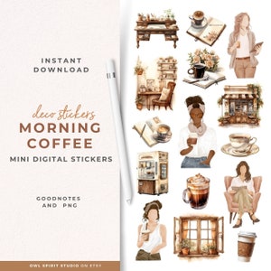 Coffee Digital Stickers for Digital Planner, Coffee Digital Planner ...