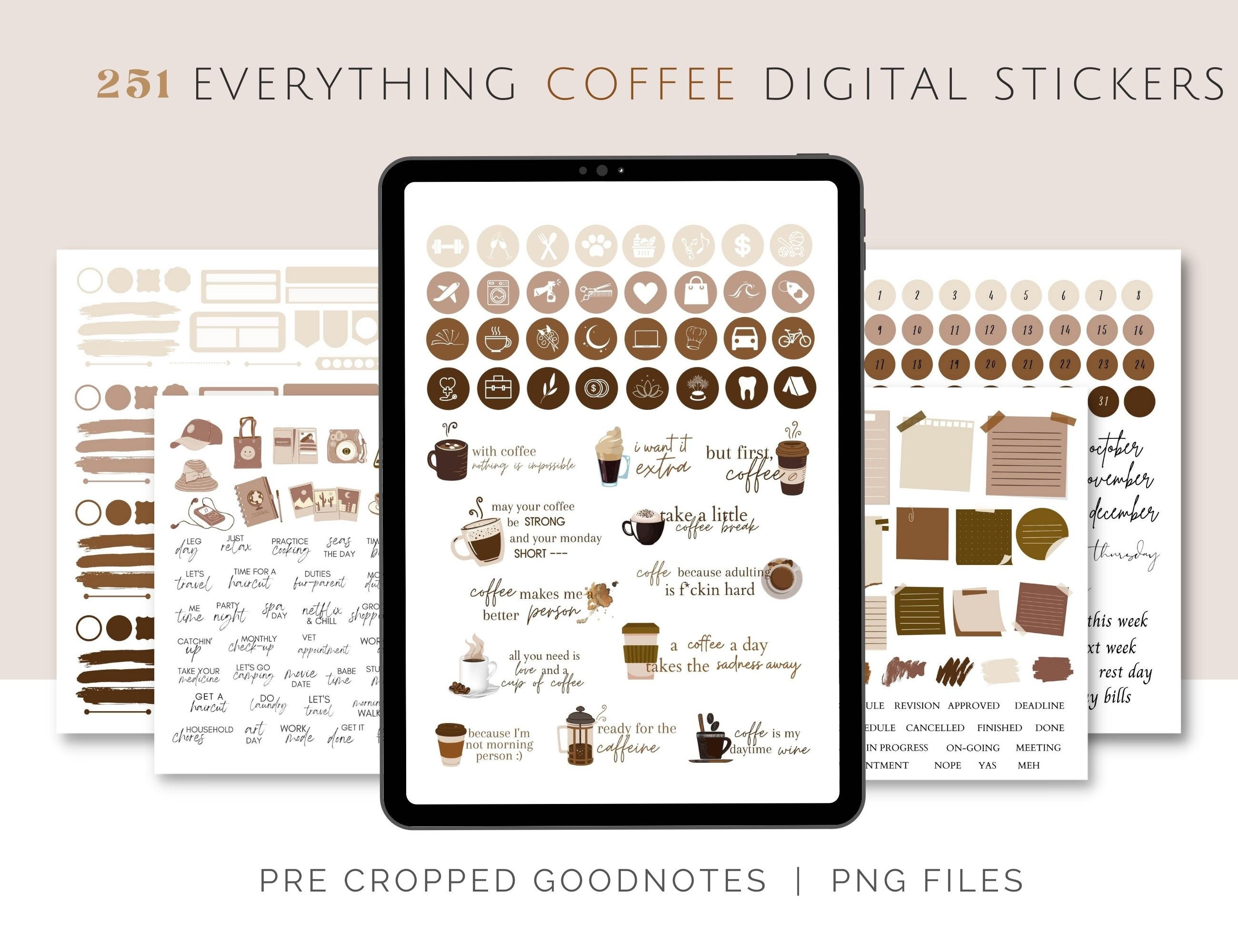 Coffee Goodnotes Digital Stickers for iPad & Tablet | Digital Planner ...