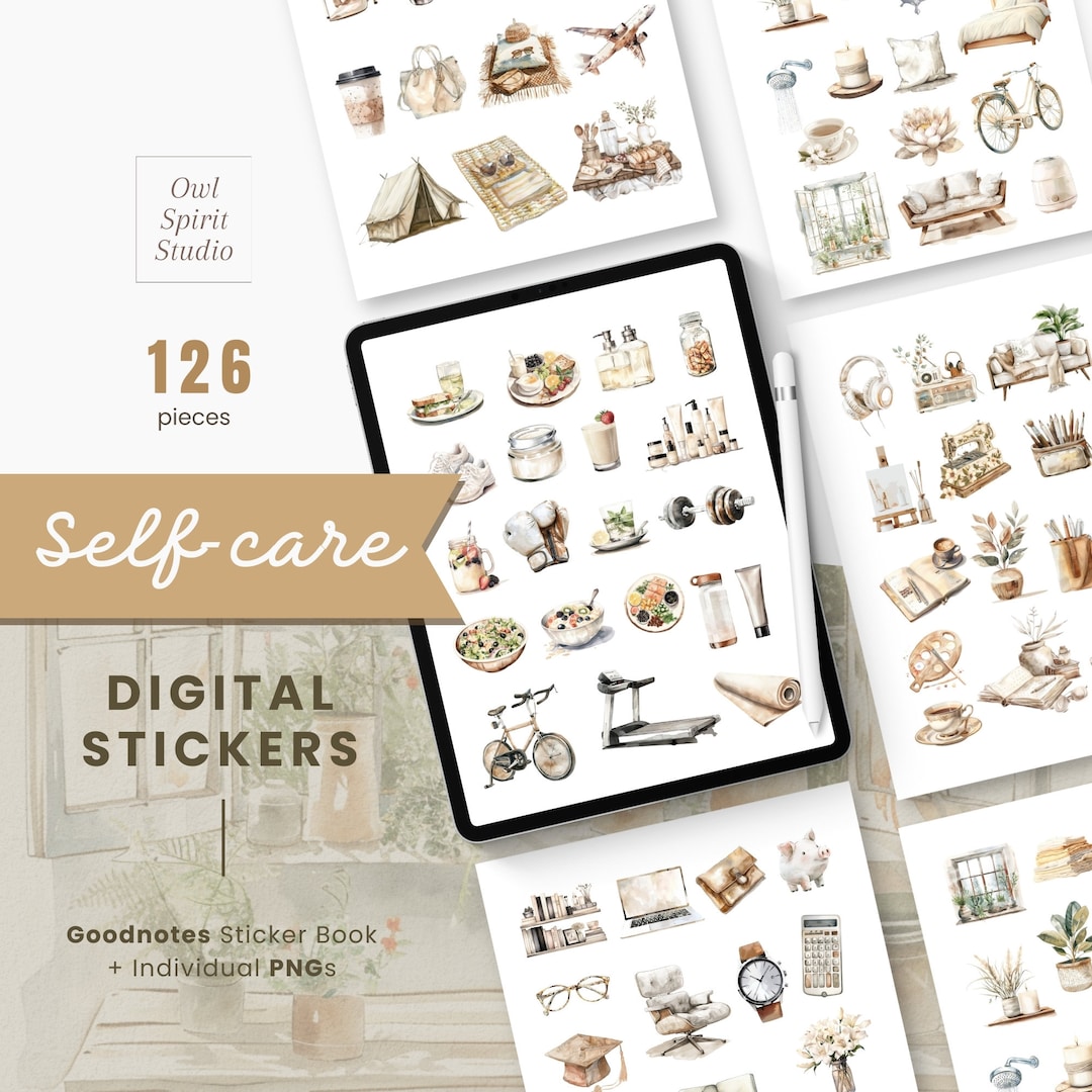 Self Care Digital Planner Stickers, Aesthetic Stickers, Mental Health ...