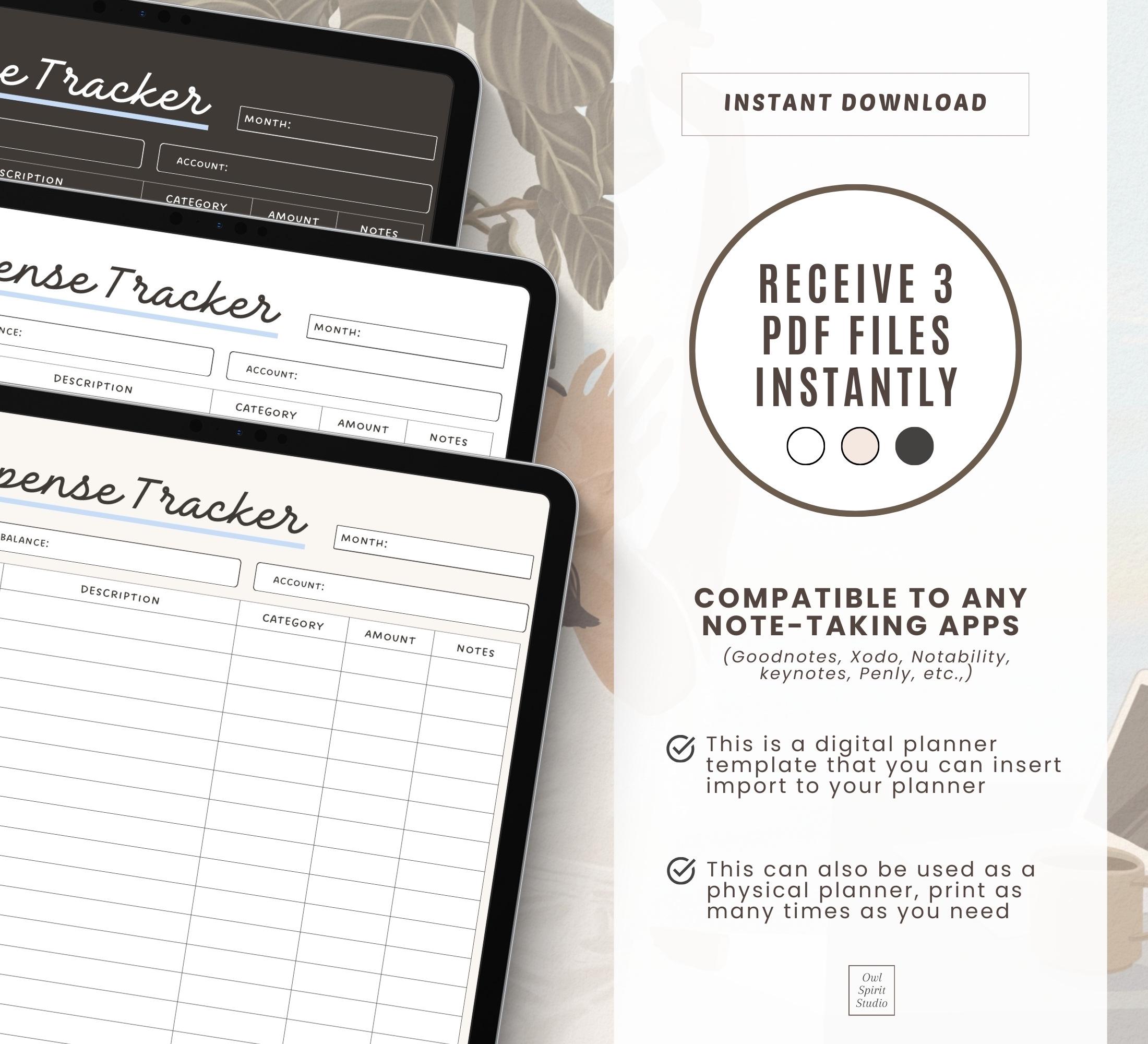 Expense Tracker, Digital Planner Insert, Goodnotes Template, Planner ...