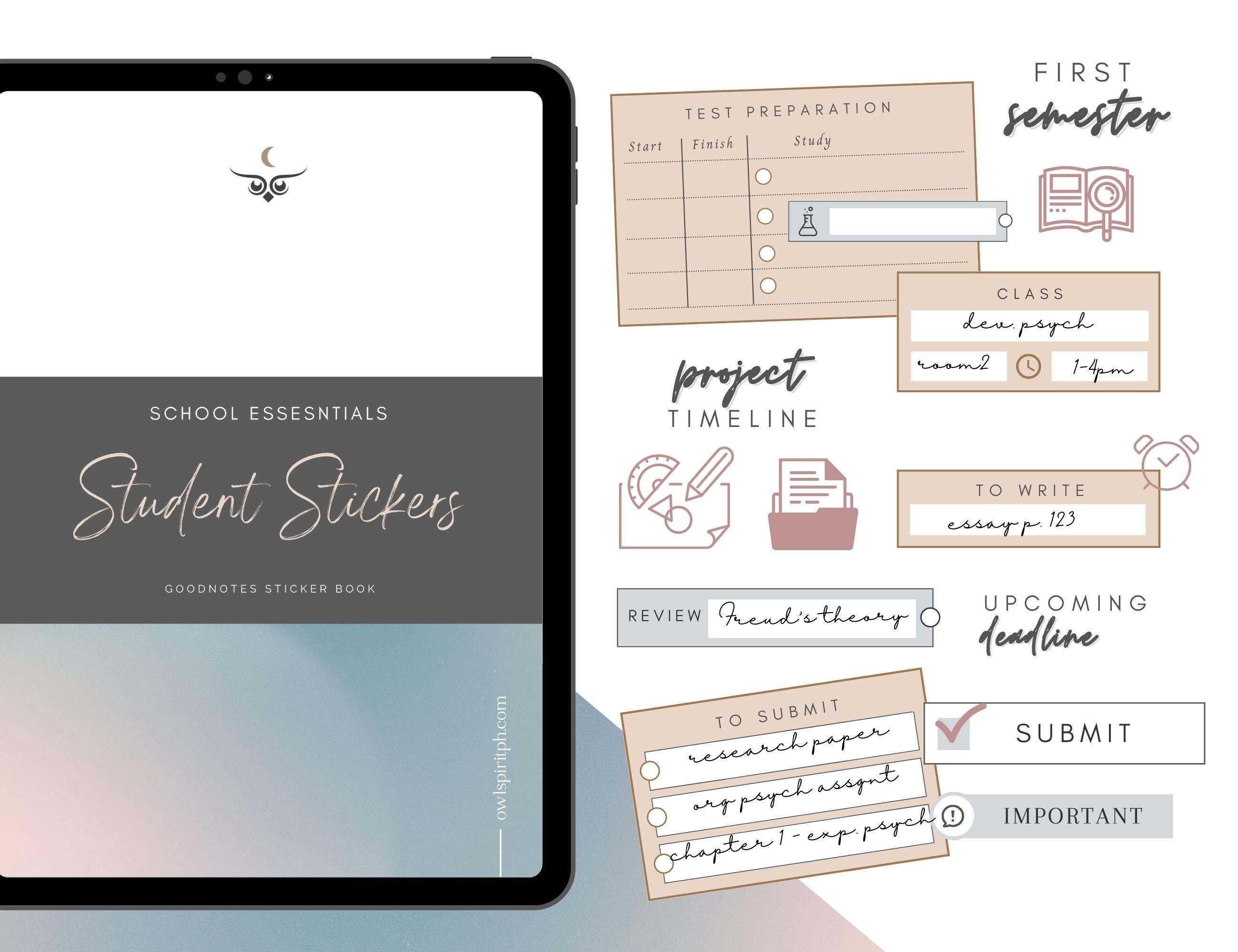 Student Digital Stickers for Goodnotes Ipad Planner Stickers - Etsy