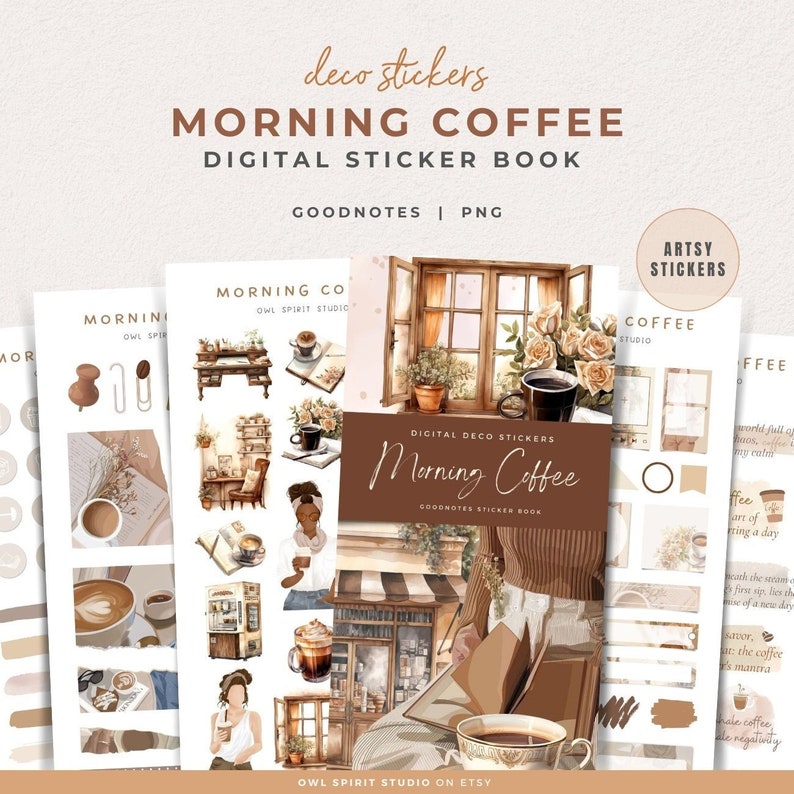 Coffee Digital Stickers for Digital Planner, Coffee Digital Planner ...