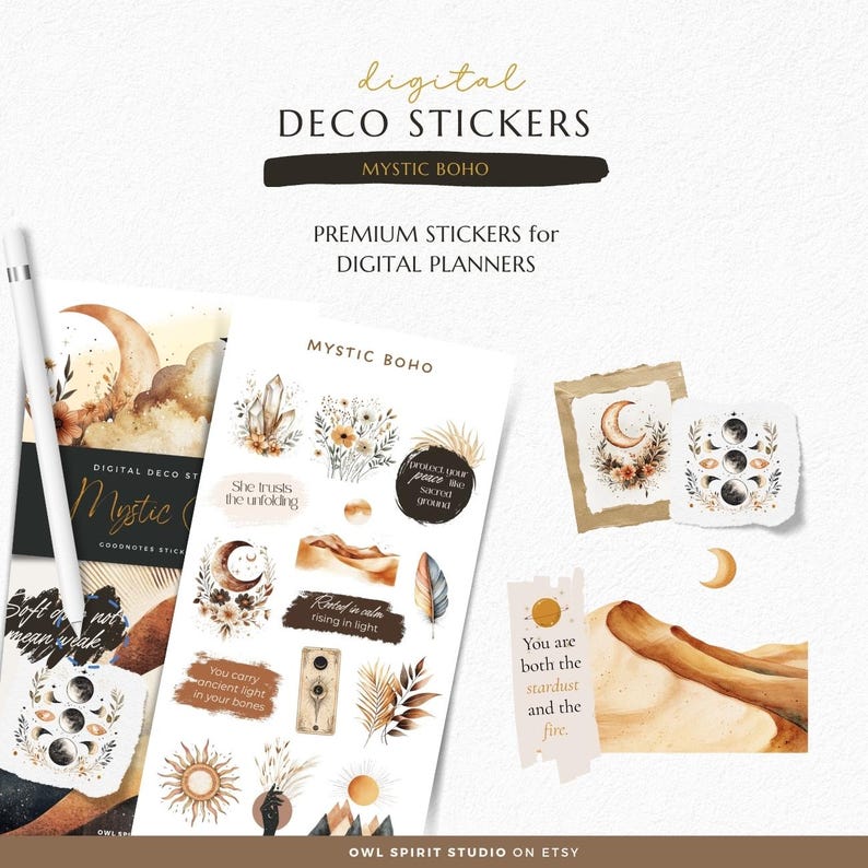 Mystic Boho Digital Stickers: Goodnotes Planner PNG (digital Download ...