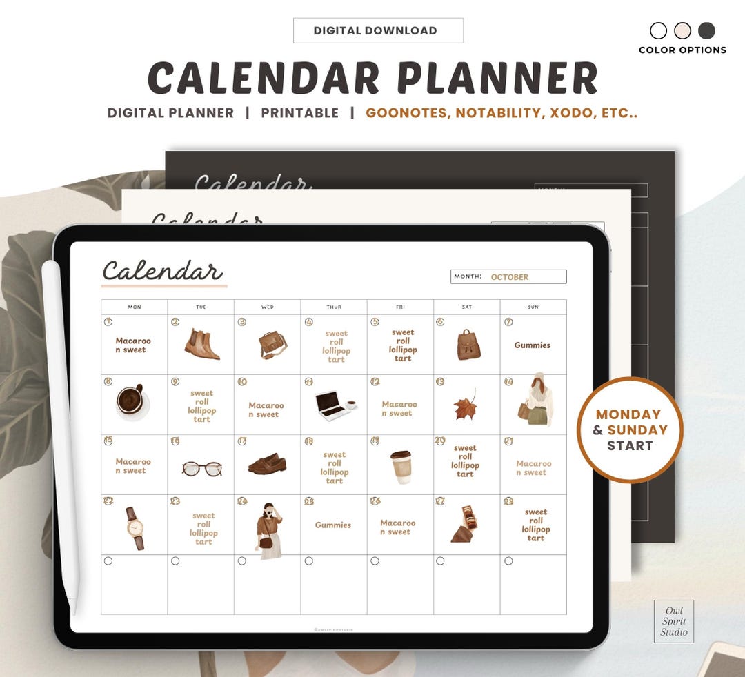 Digital Calendar Planner Insert, Goodnotes Template, Planner Template ...