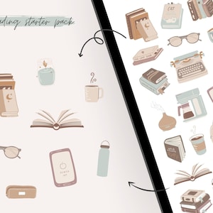 Book Lover Digital Stickers for Goodnotes | Bookworm Stickers, Wellness ...