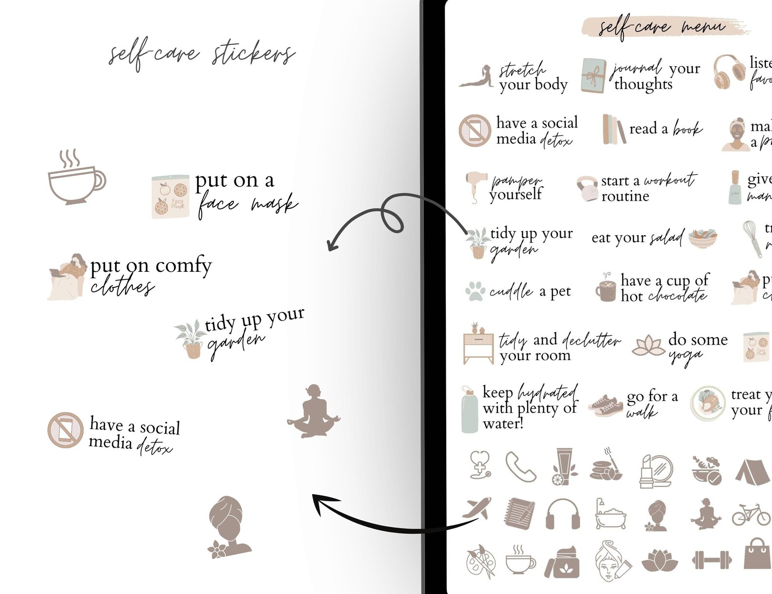 Self-care Digital Stickers for Goodnotes Wellness Stickers - Etsy