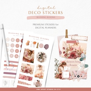Spring Digital Stickers for Digital Planner, Botanical Planner Stickers ...