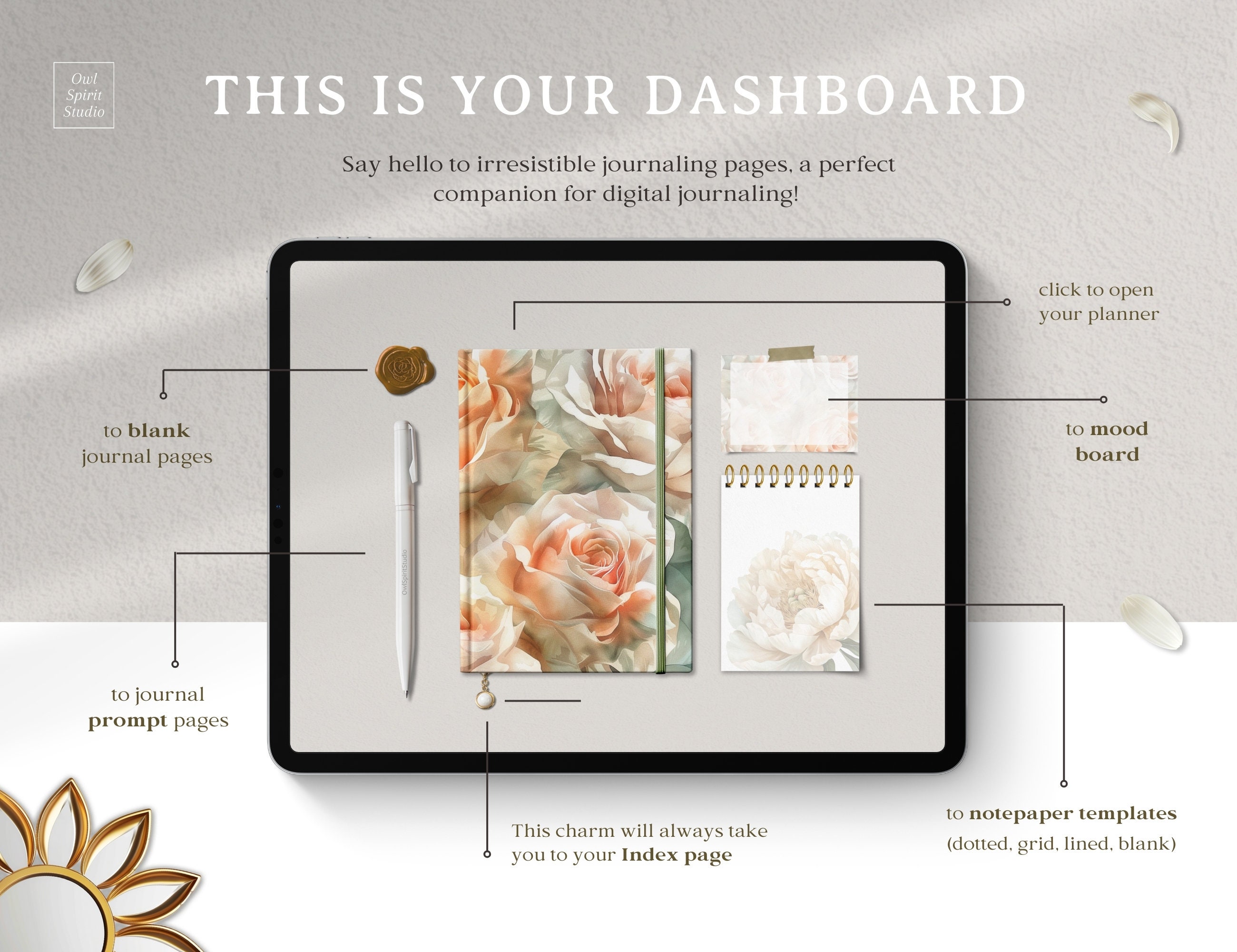 Aesthetic Journal, Undated Journal, Digital Journal Kit, Gratitude ...