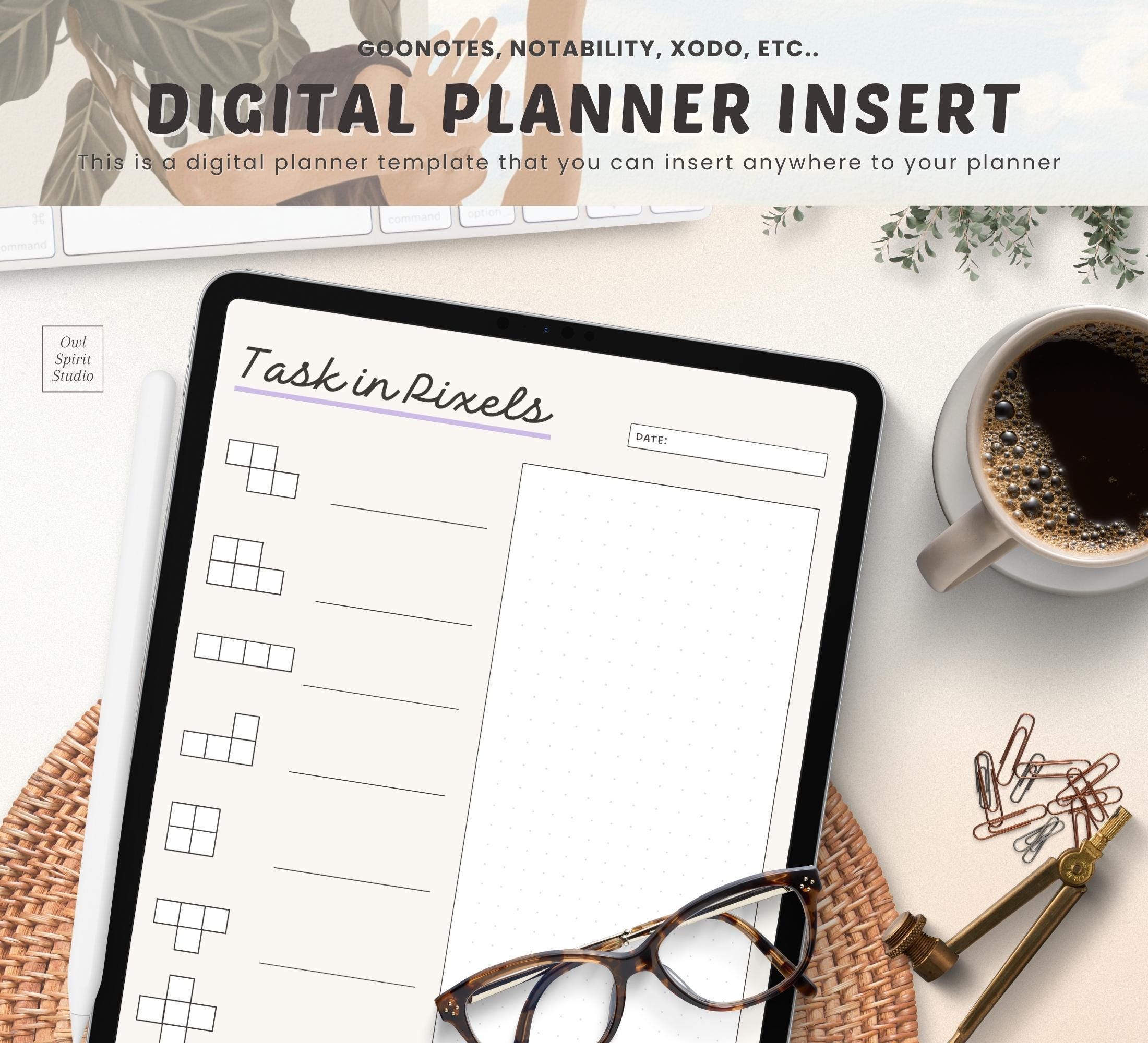 Task Tracker, Digital Planner Insert, Goodnotes Template, Planner ...
