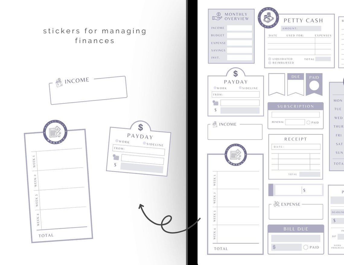 Finance and Budget Digital Stickers for Goodnotes Money - Etsy