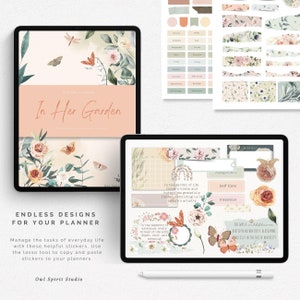 In Her Garden Butterfly and Florals Goodnotes Stickers | Botanical ...