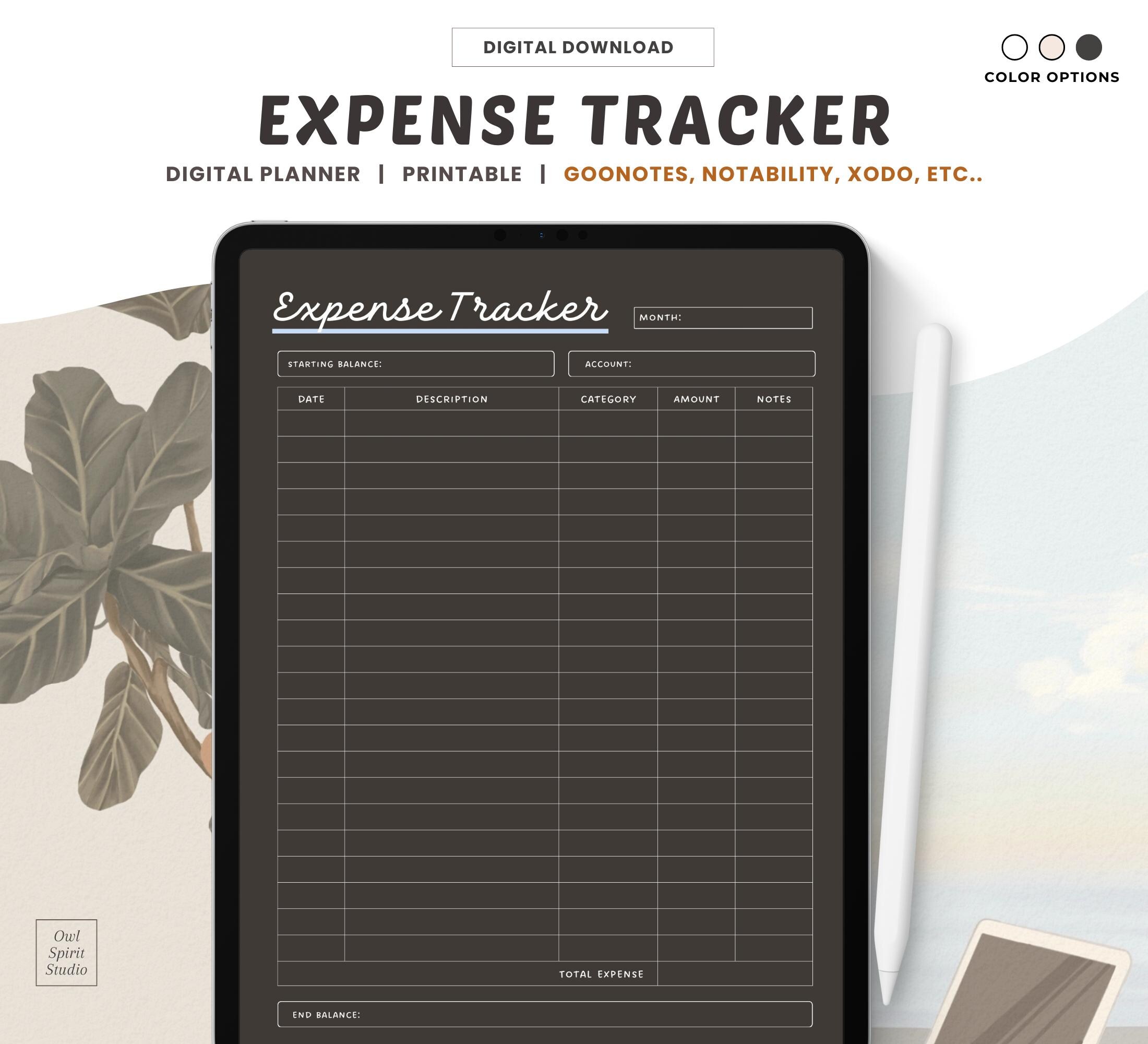 Expense Tracker, Digital Planner Insert, Goodnotes Template, Planner ...
