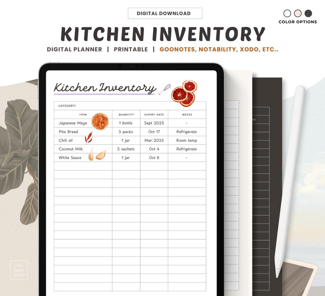 Kitchen Inventory Tracker Template, Digital Planner Insert, Goodnotes ...