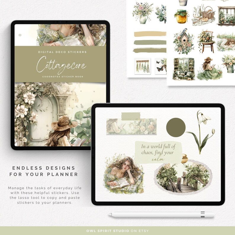 Cottagecore Aesthetic Digital Planner Stickers, Botanical Bullet ...