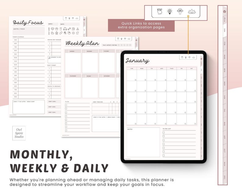 Digital Daily Planner, Goodnotes Planner, Undated Planner, Weekly ...