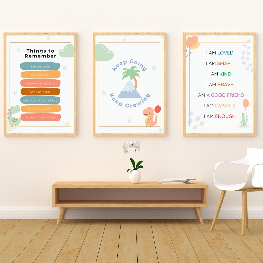 Set of 3 Positive Affirmation Posters – Kids Room Decor Art ...