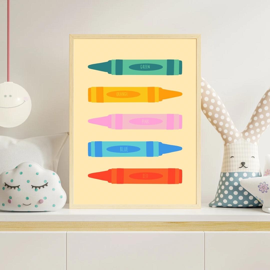 Colourful Crayons | Children’s Room Wall Art | Digital Print | Home ...