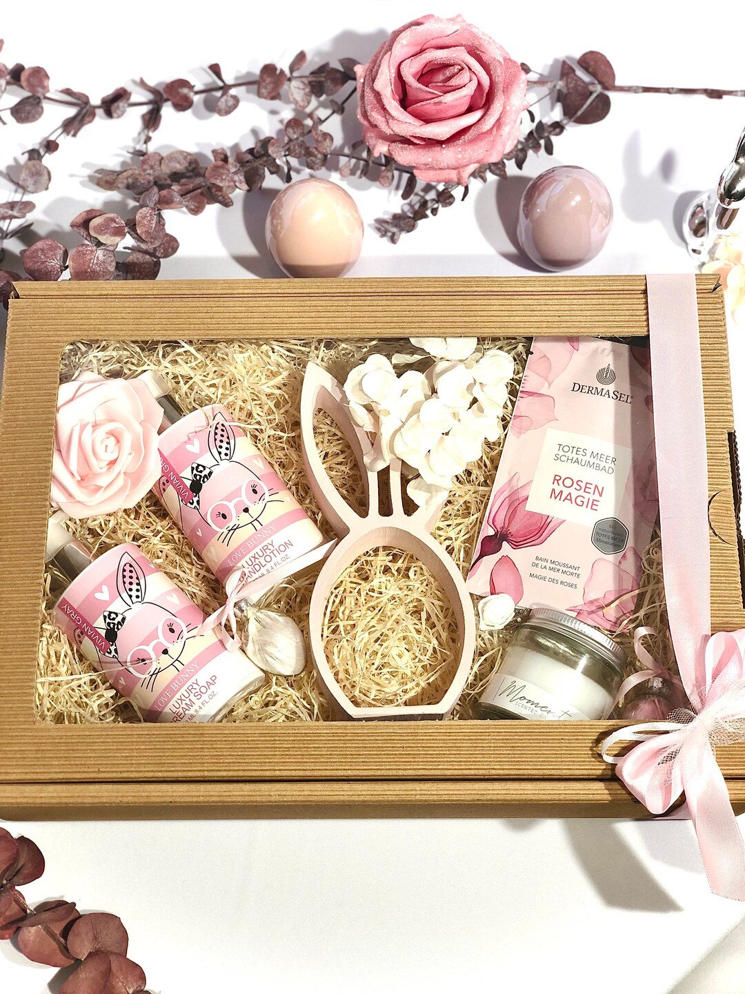 Oster-set ''bunny'', Rosa Hase in Silhouetten-form, Handwaschseife ...