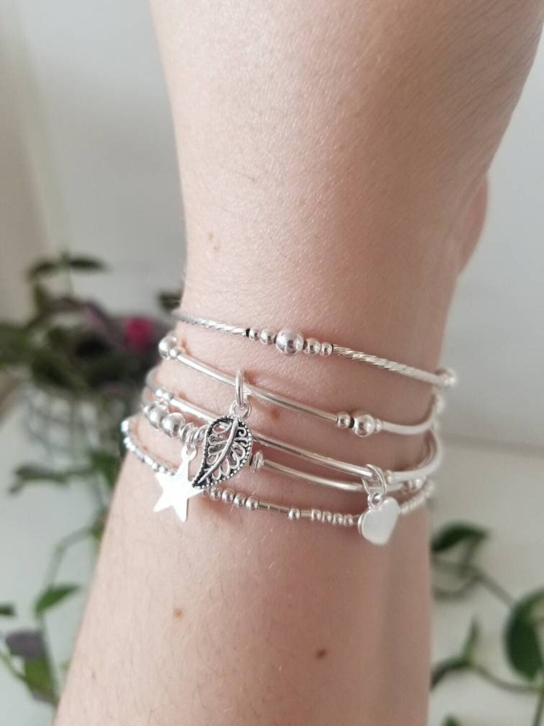 Sterling Silver Stacking Bracelets Dainty Jewellery for - Etsy