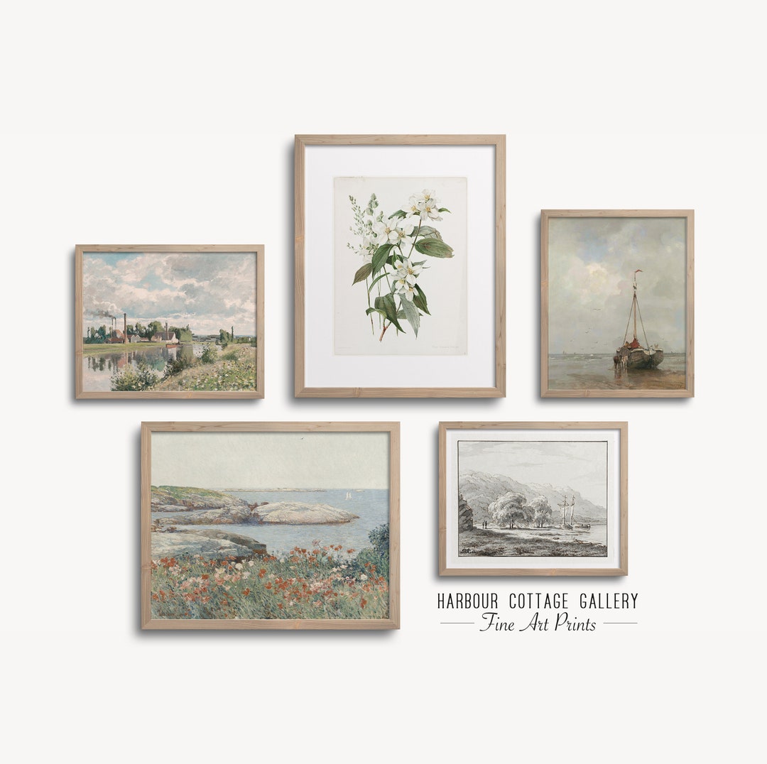 Gallery Wall Prints Set, Muted Spring and Summer Eclectic Gallery Wall ...