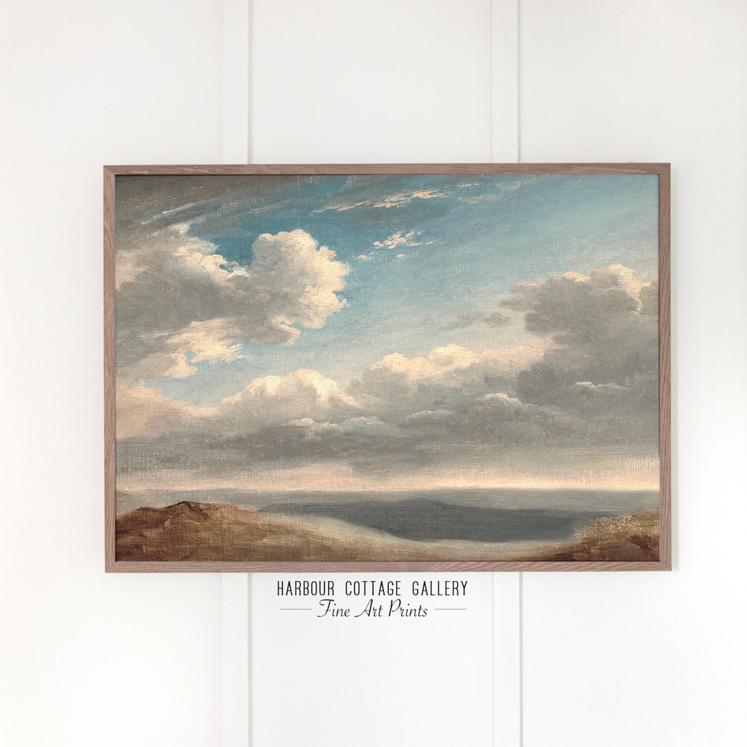 Cloudscape Painting, Vintage Sky and Sea Painting, Moody Sky Print 247 ...