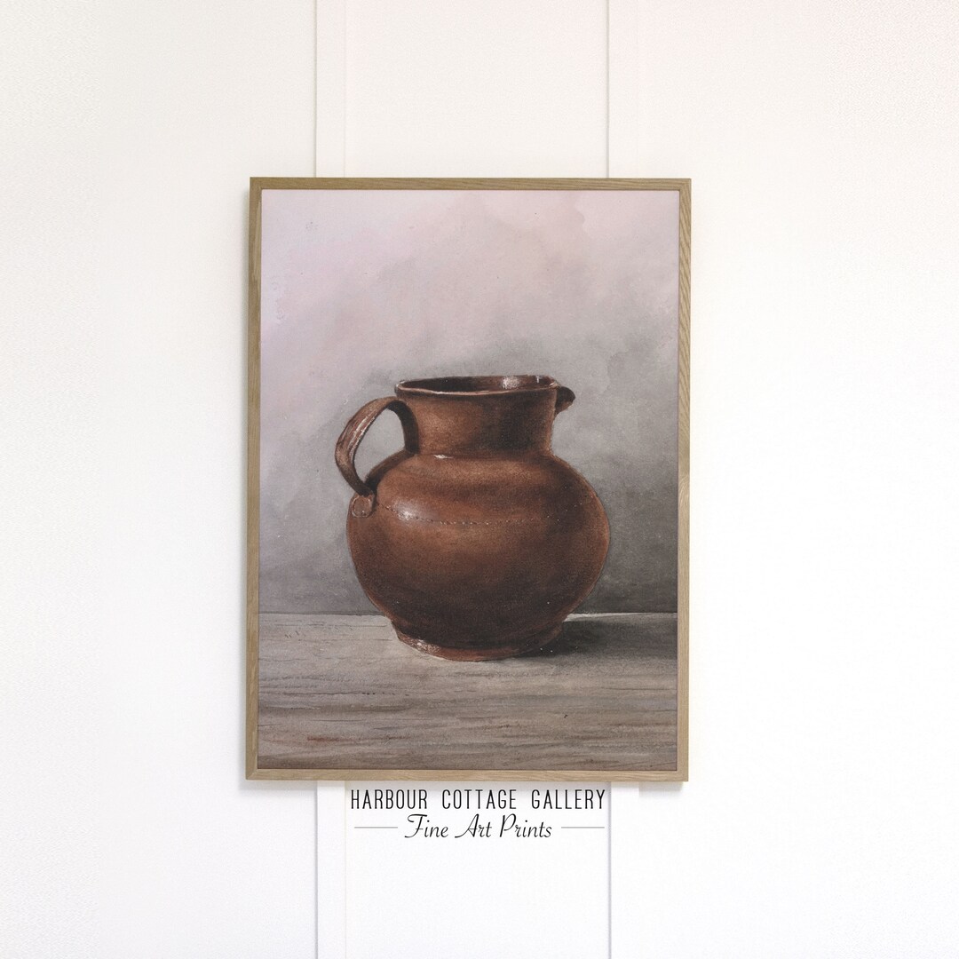 Neutral Still Life Painting Jug Print Farmhouse Kitchen Wall - Etsy