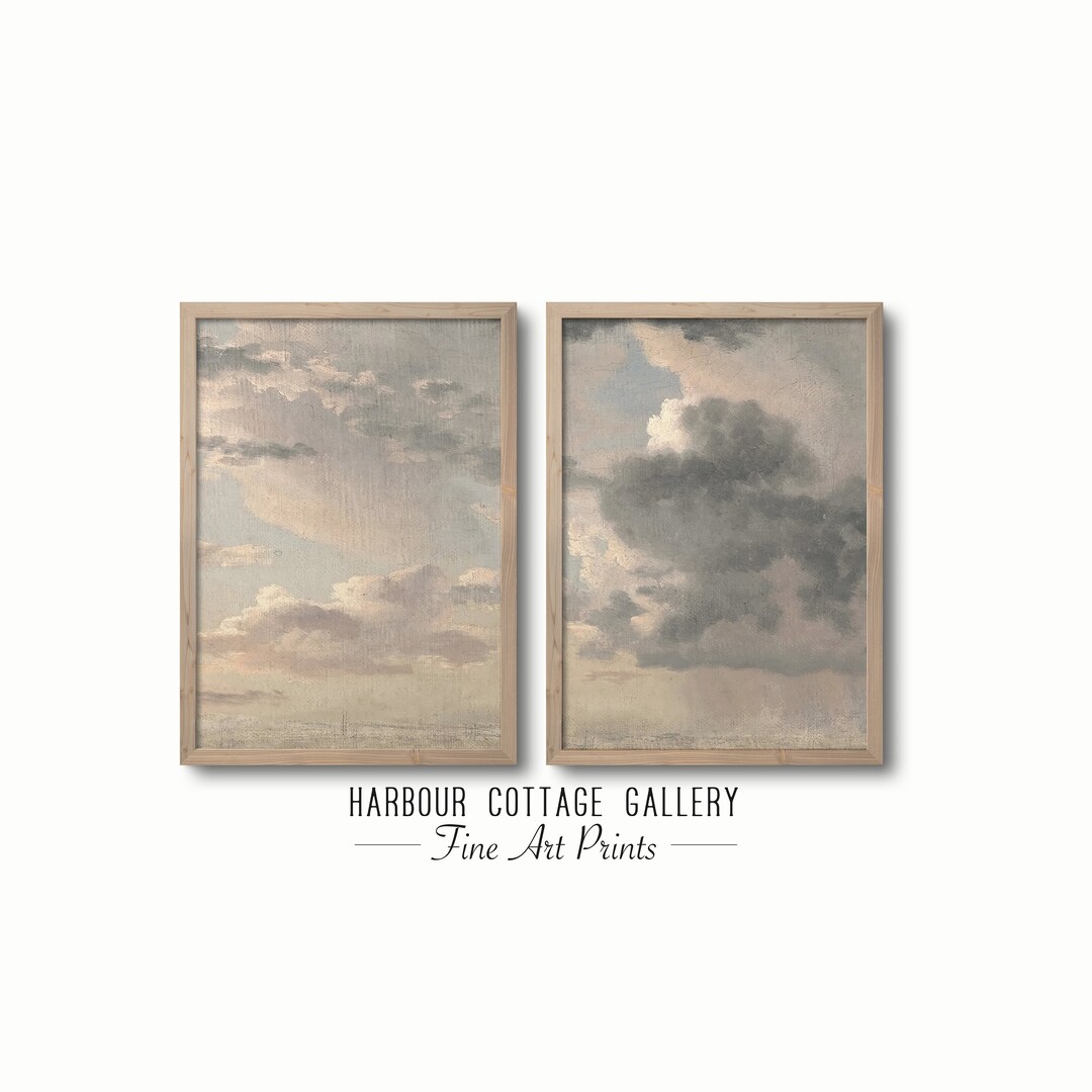 Vintage Cloudscape Set of Two Cloud Print Antique Oil - Etsy