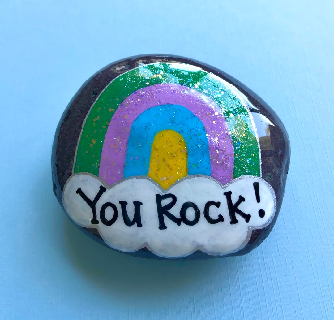 You Rock! Rainbow Painted Rock - Etsy