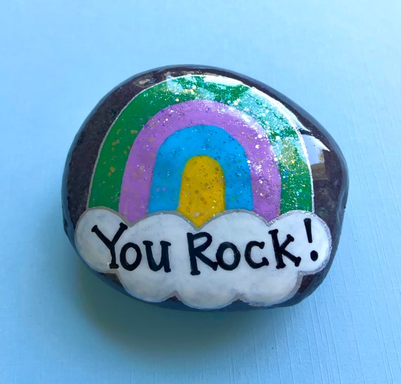 You Rock Rainbow Painted Rock - Etsy