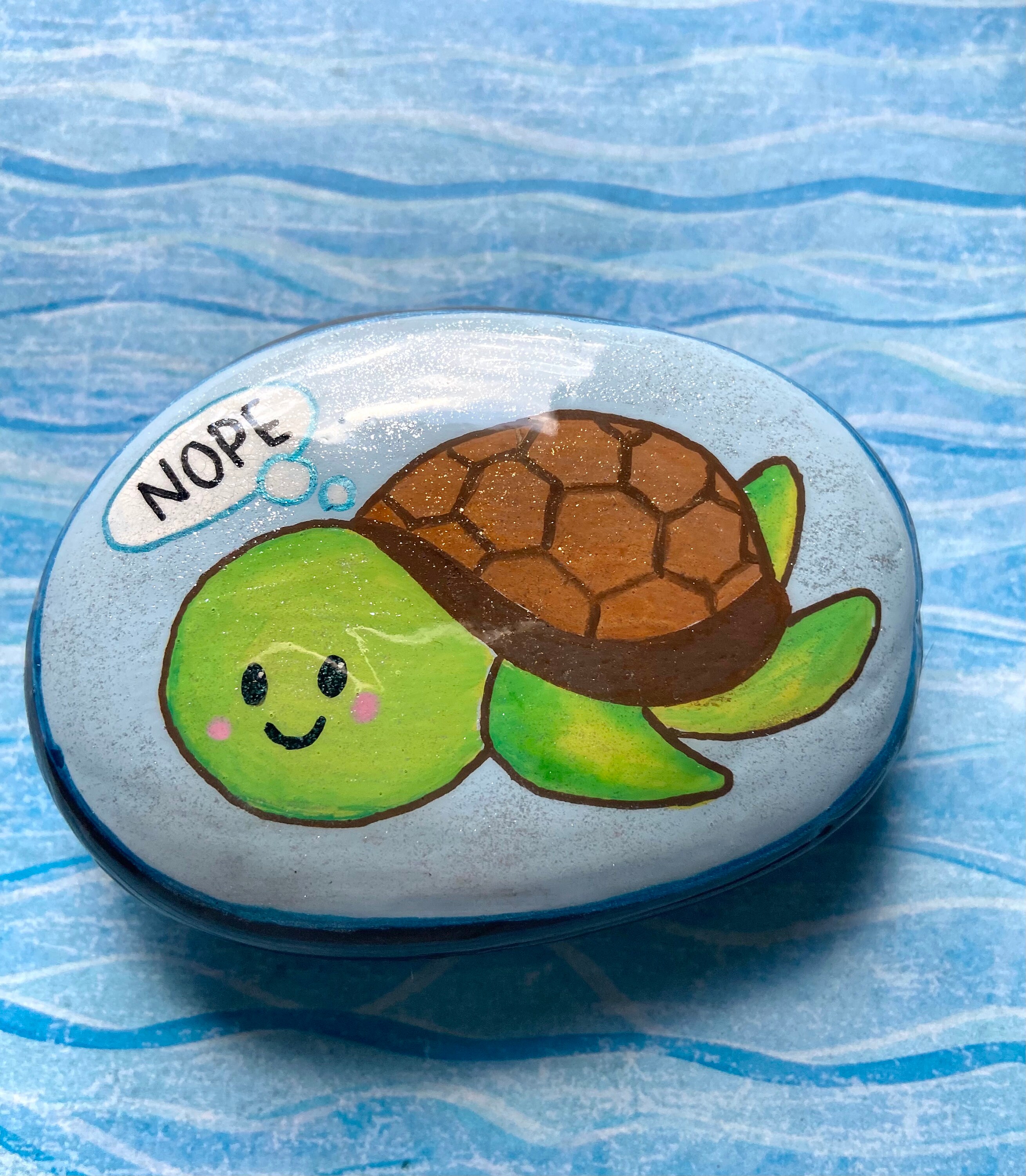 Cute Turtle Painted Rock “nope” - Etsy