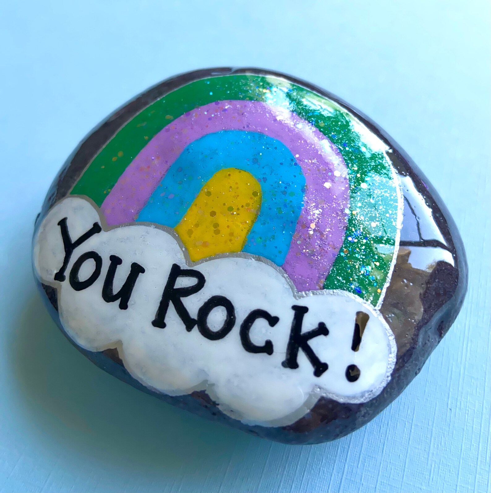 You Rock! Rainbow Painted Rock - Etsy