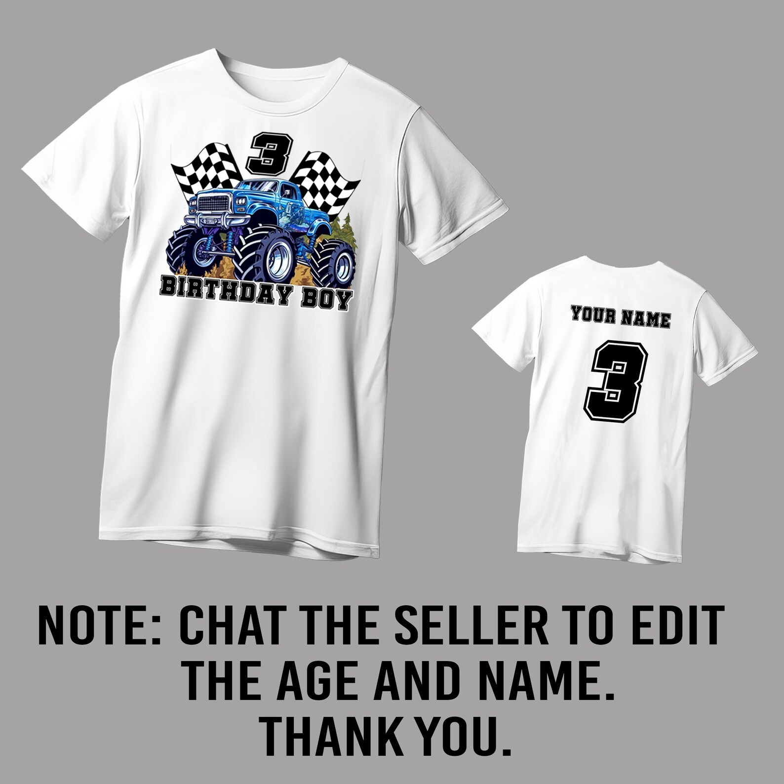 Editable Name and Age Monster Truck Birthday | Personalized Monster ...