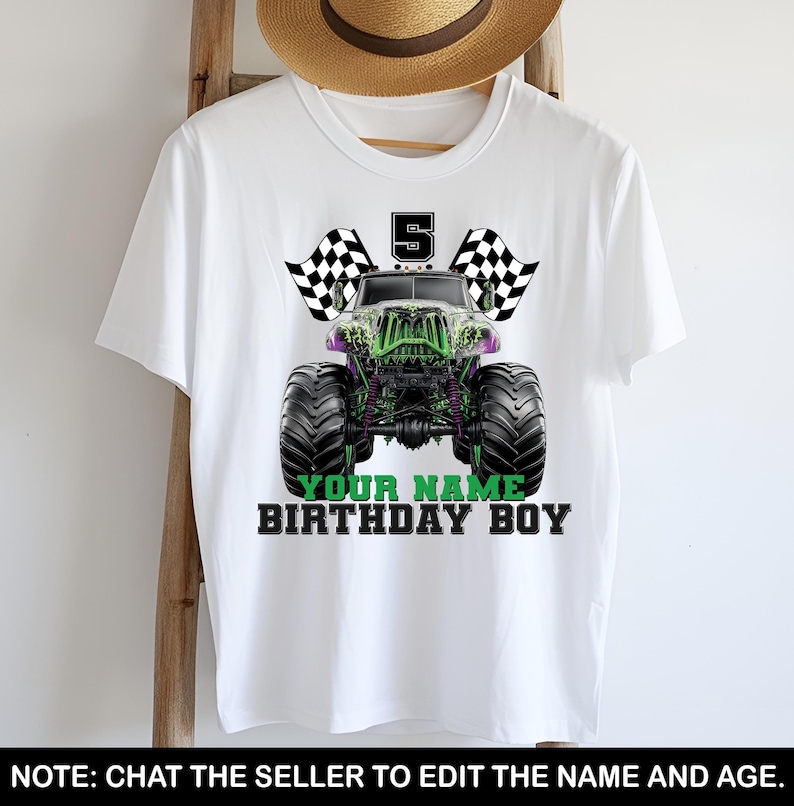 Editable Name and Age Monster Truck Birthday Boy | Personalized Monster ...