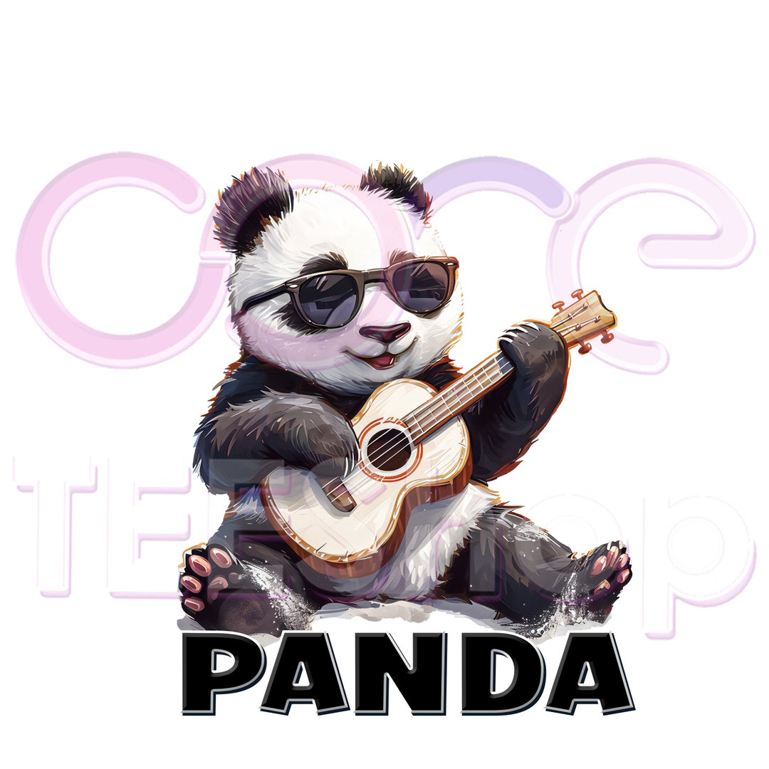 Panda Shirt Png, Nerd Panda Bear Sublimation, Panda Playing Guitar ...
