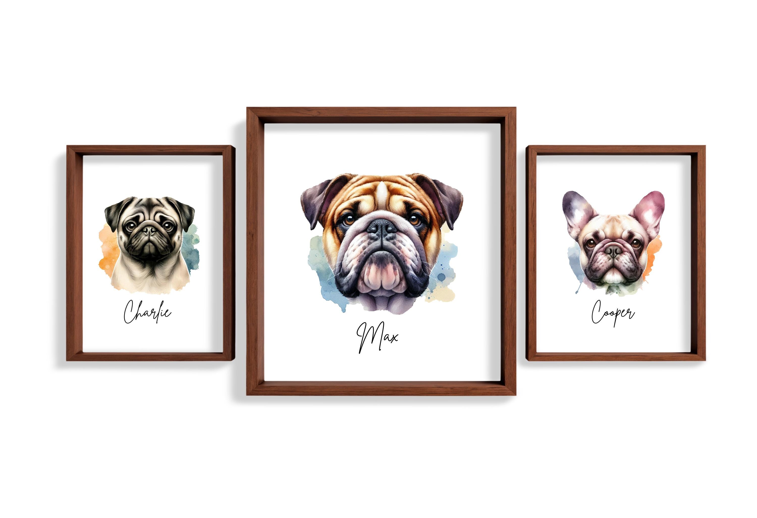 Dog Breeds Watercolor PNG Dog Breed Portraits Pet Dog Wall Art Dog ...