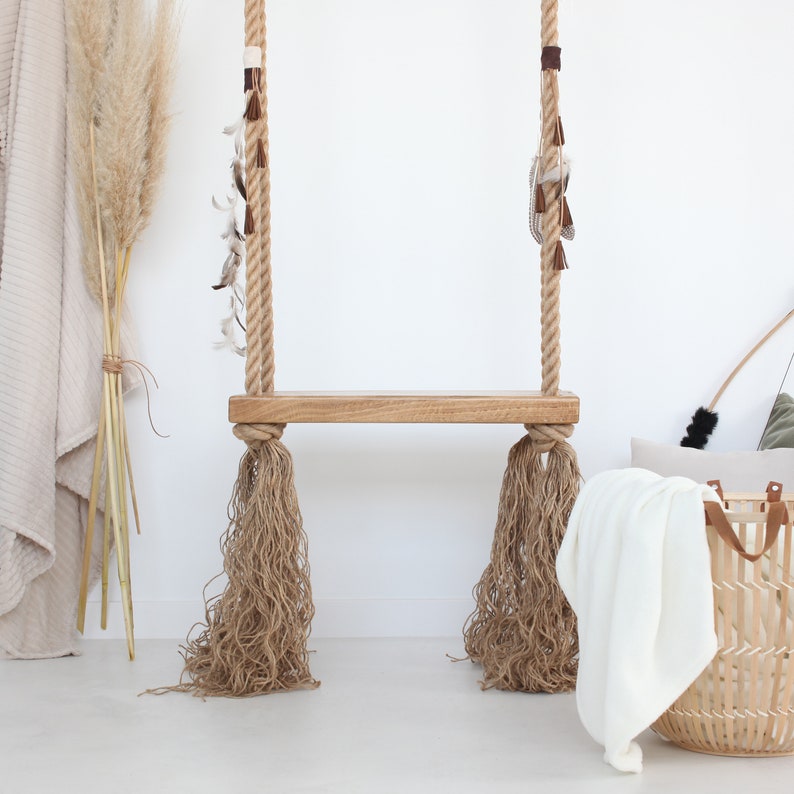 Double Boho Wooden Swing - Etsy