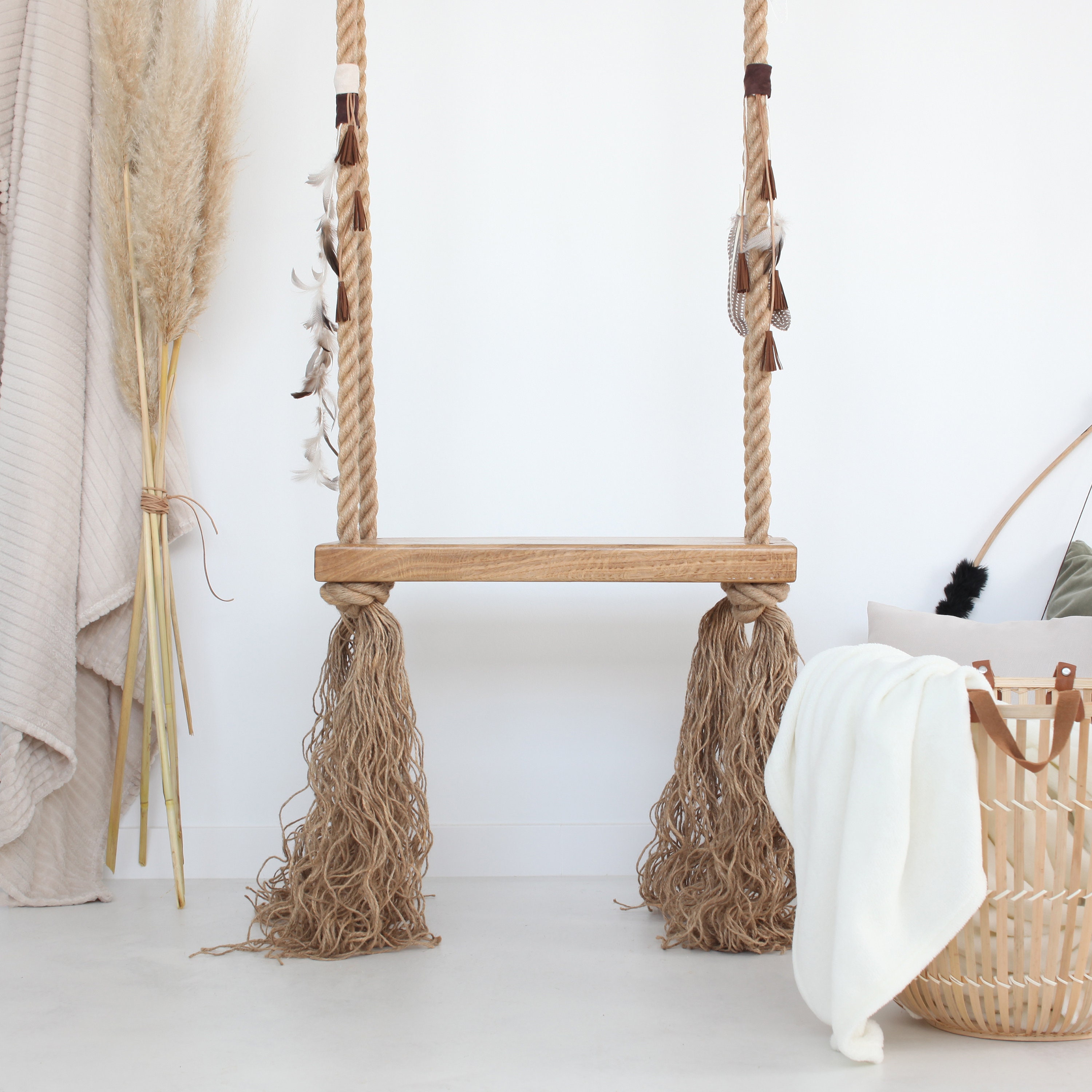 Double Boho Wooden Swing - Etsy