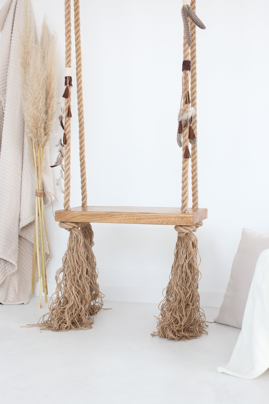 Double Boho Wooden Swing - Etsy